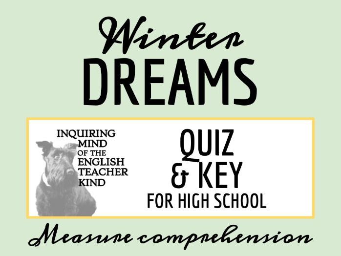 “Winter Dreams” by F. Scott Fitzgerald Quiz and Answer Key | Teaching ...