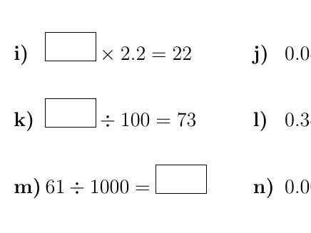 Multiplying and dividing by 10, 100 and 1000: missing numbers ...
