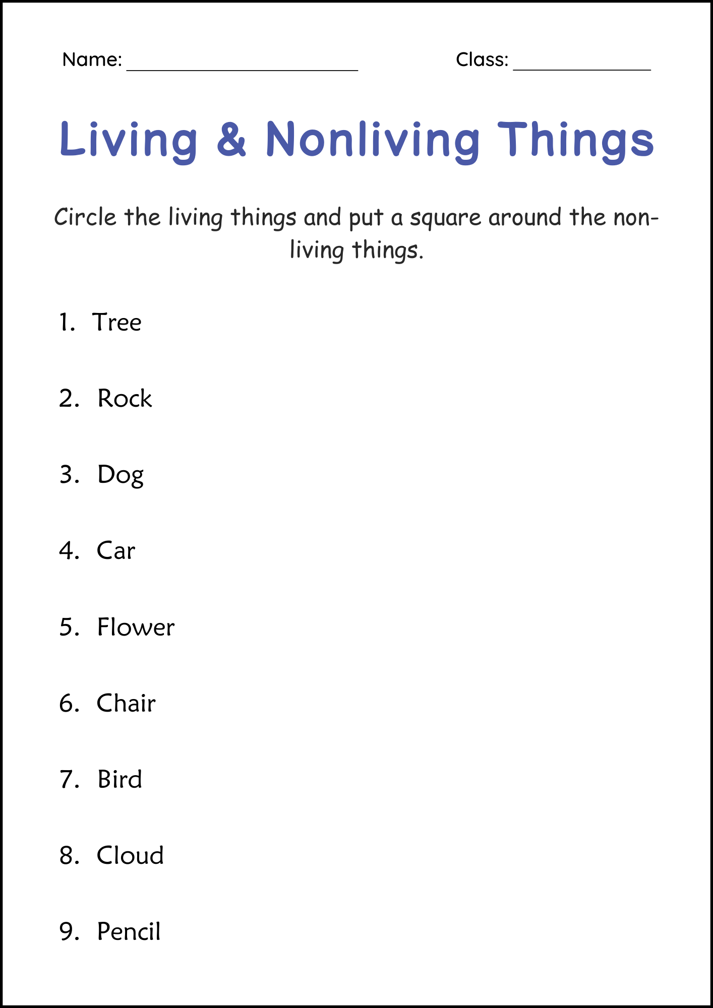 Printable Living Things and Non Living Things Activity Worksheets for ...