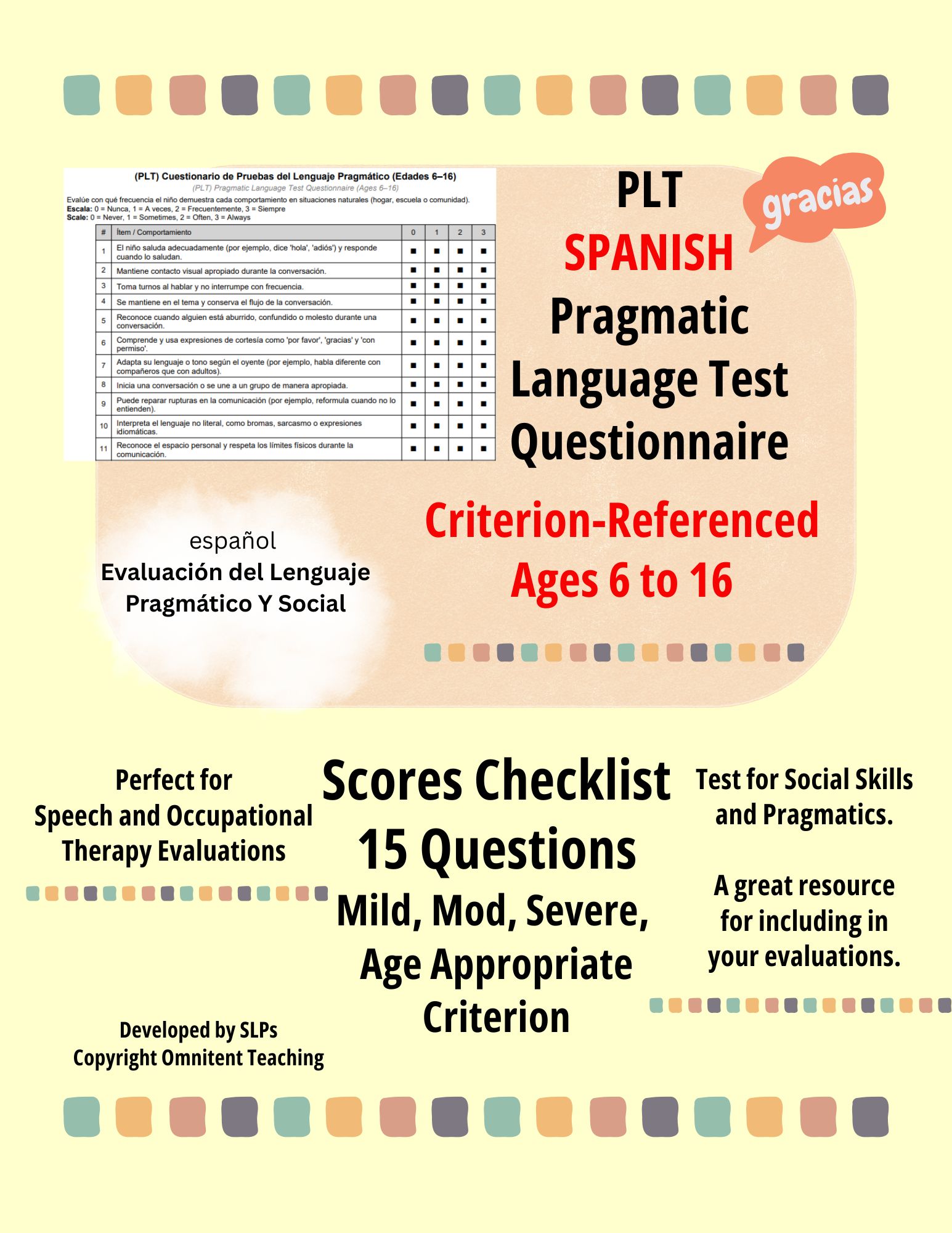 Spanish Pragmatic Social Language Test Criterion- Lenguaje Pragmático ...
