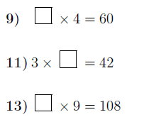 Multiplication: Finding missing numbers worksheets (with solutions ...