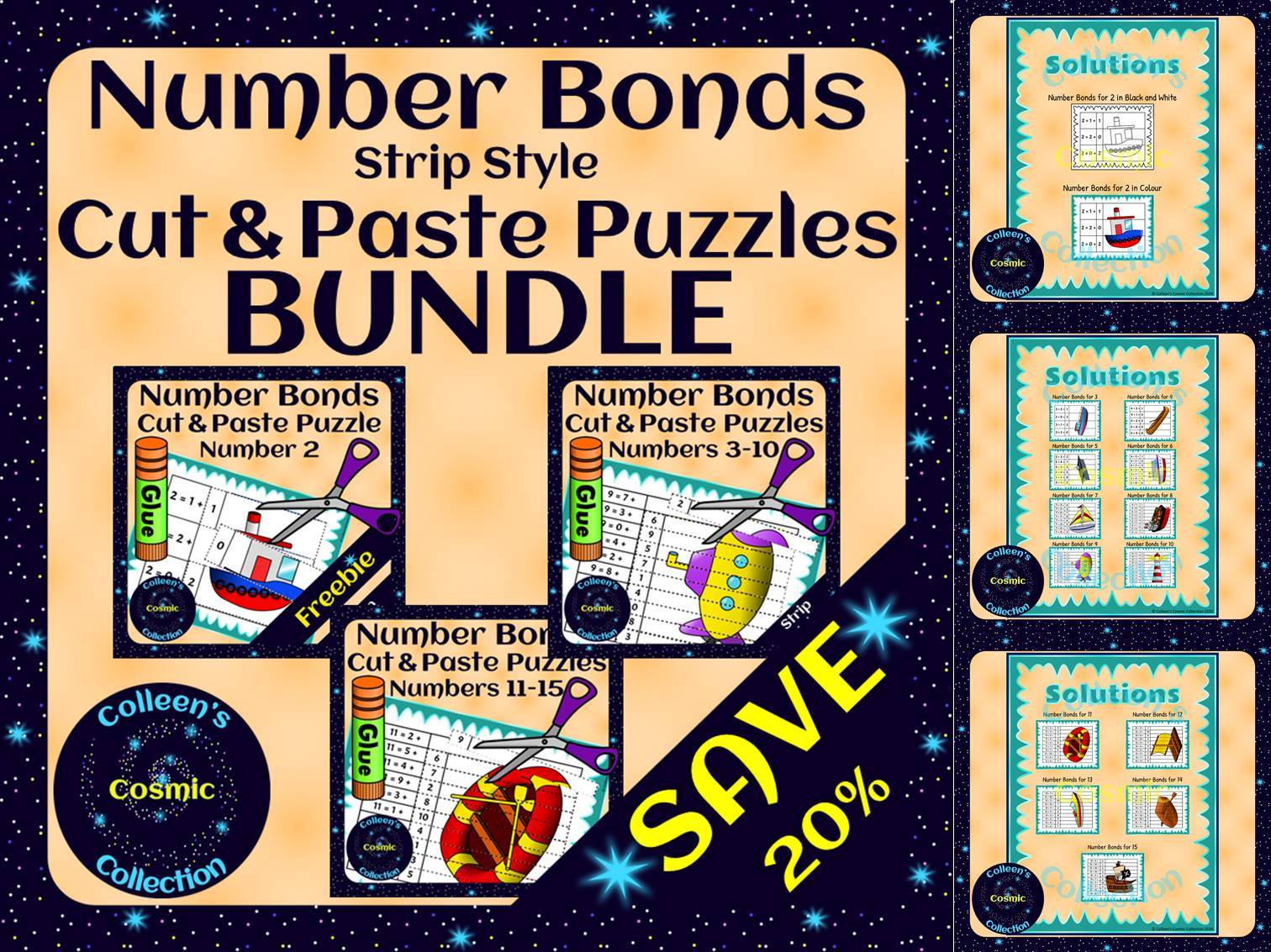 Number Bonds Cut and Paste Strip Puzzles BUNDLE – Save 20% | Teaching ...