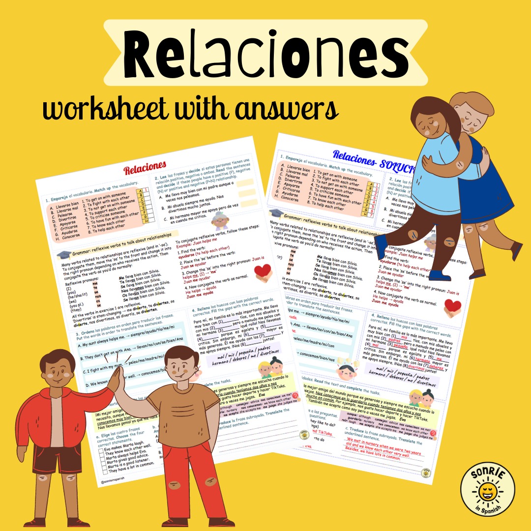 Mi gente: relaciones. Reflexive verbs. Relationships Spanish GCSE ...