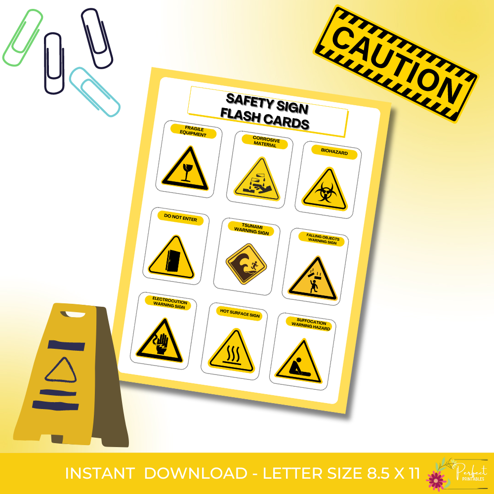 Safety Sign Flashcards, Essential 72 Visual Learning Safety Signs and ...