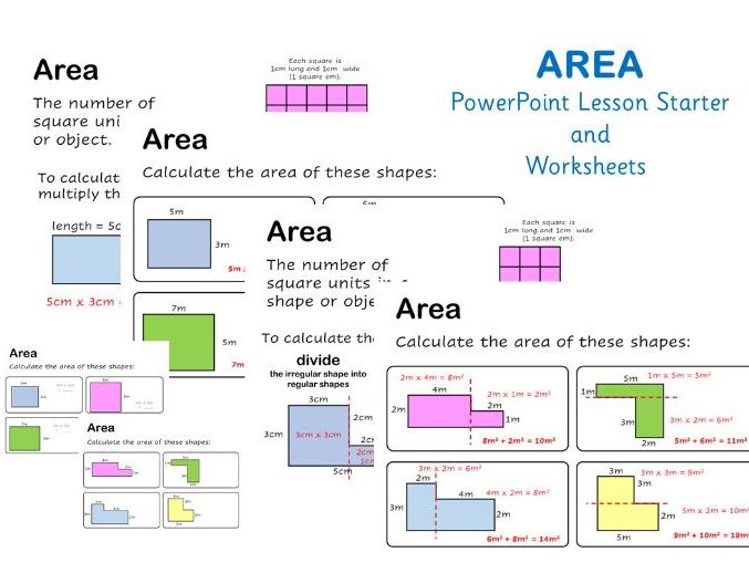 AREA PowerPoint Lesson Starter with Worksheets | Teaching Resources