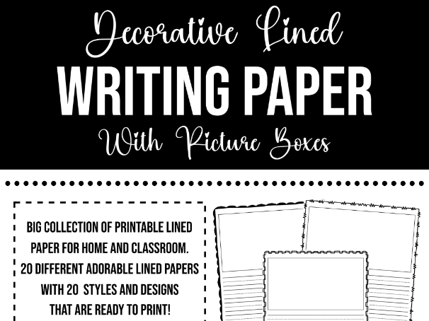 Primary Dotted Lined Writing Paper with Borders & Picture Boxes - 20 ...