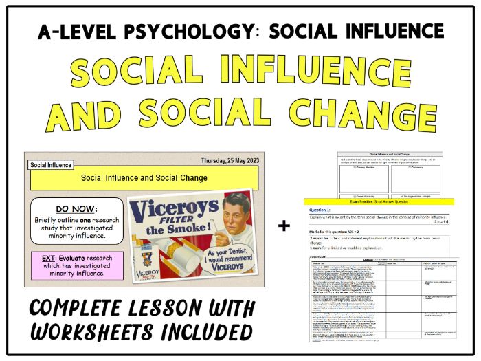 A-LEVEL PSYCHOLOGY - SOCIAL INFLUENCE TOPIC [COMPLETE TOPIC] | Teaching ...