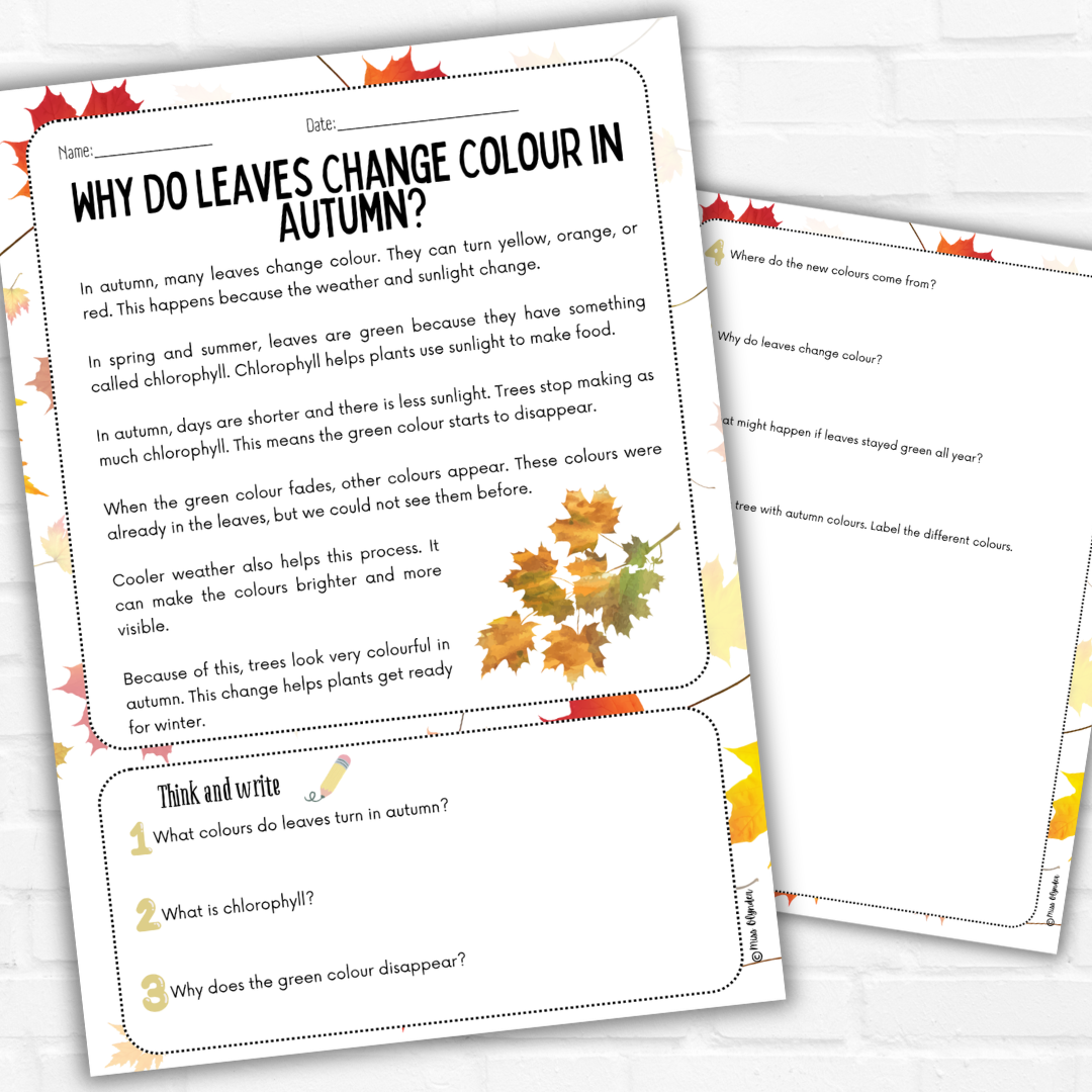 Autumn Nonfiction Reading Comprehension (2 Levels) | ESL Science KS2 ...