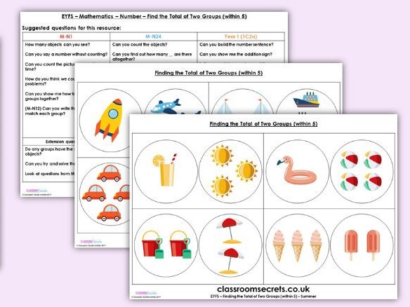 EYFS Maths Number - Find the Total of Two Groups Within 5 Planning ...
