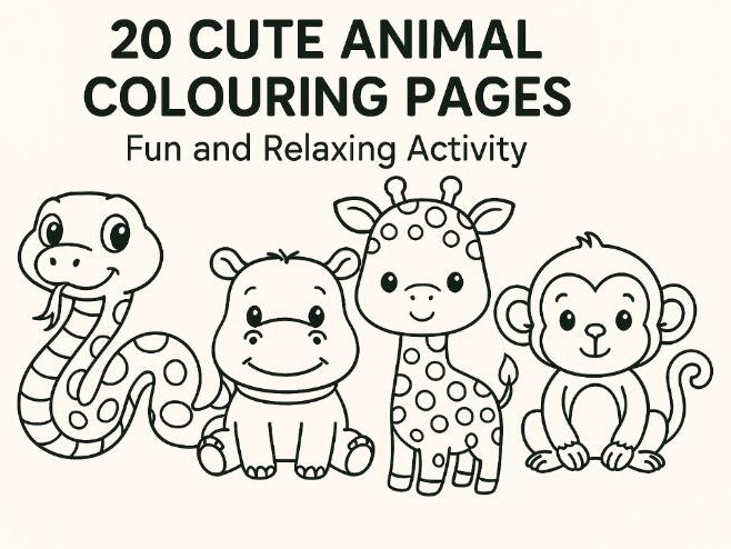 20 Cute Animal Colouring Pages – Fun and Relaxing Activity | Teaching ...