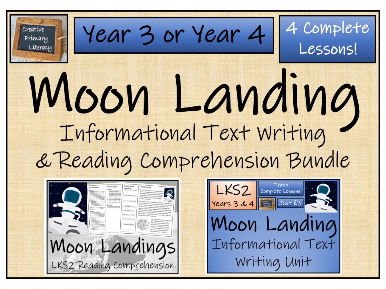 LKS2 History - The Moon Landing Reading Comprehension & Informational ...