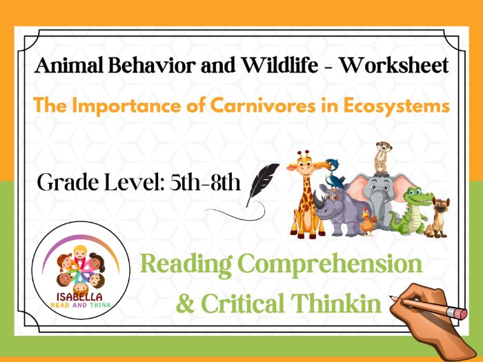 The Importance of Carnivores in Ecosystems: Reading Comprehension ...