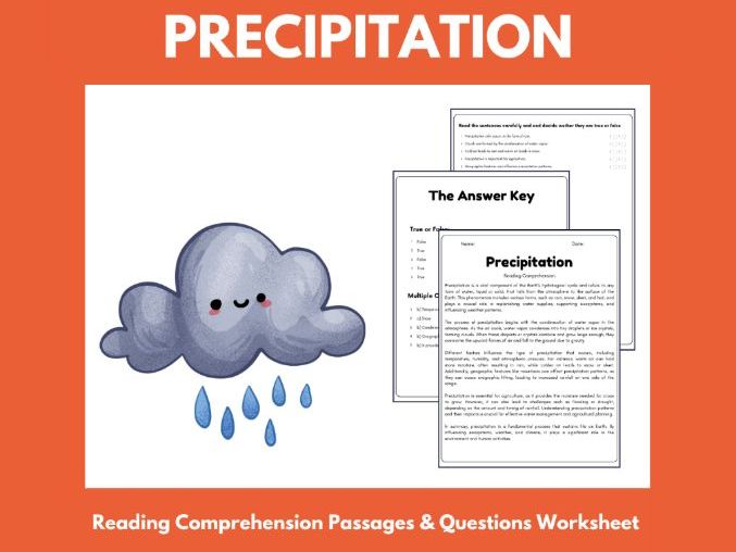 Precipitation: Reading Comprehension Passages & Questions Worksheets ...