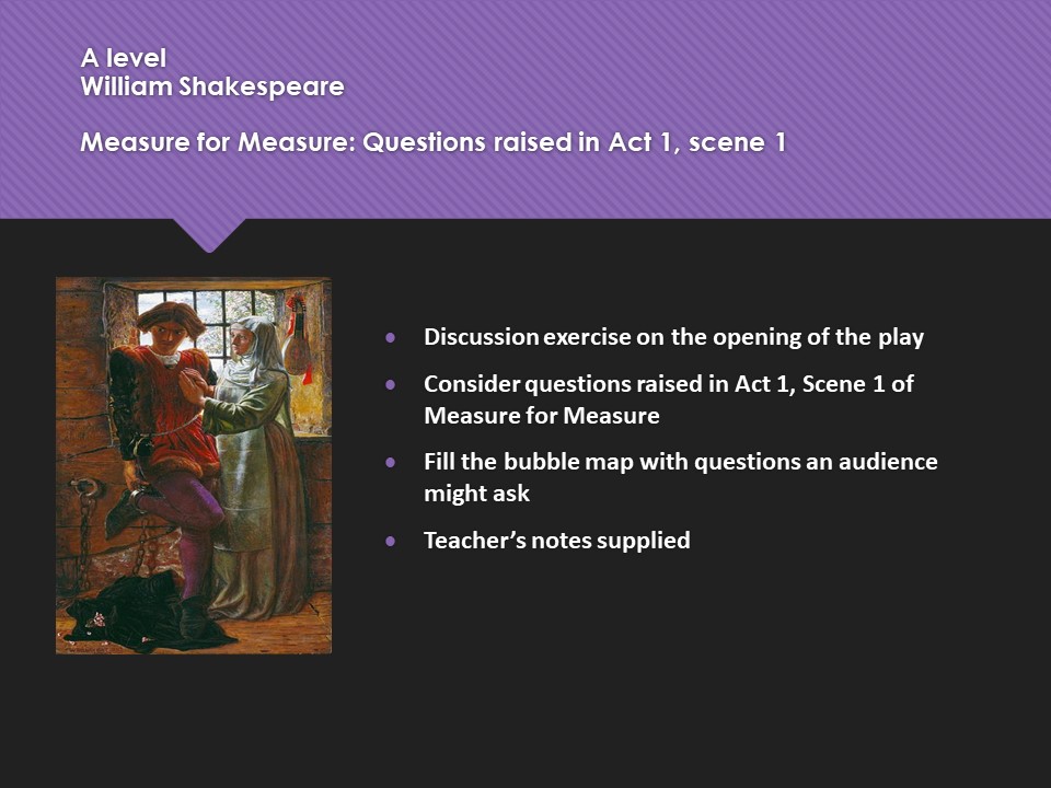 Measure for Measure: Act 1, Scene 1 | Teaching Resources