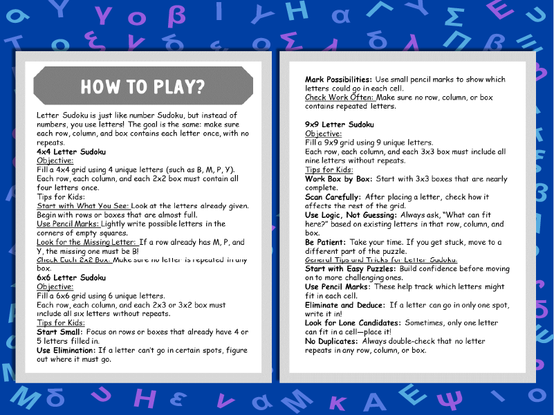 Greek Alphabet Sudoku Puzzles | Teaching Resources