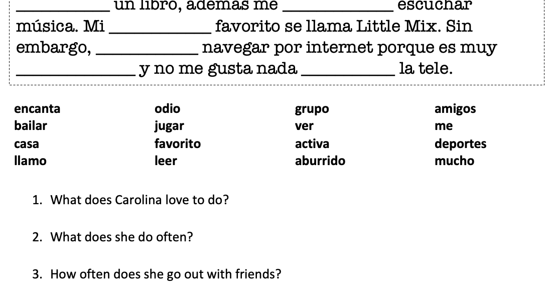 Claro 1 Mis pasatiempos 3.1 Mi tiempo libre | Teaching Resources