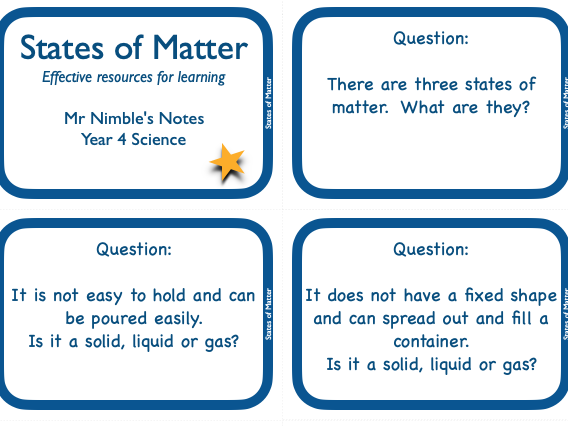 Year 4 Quiz Cards - States of Matter | Teaching Resources
