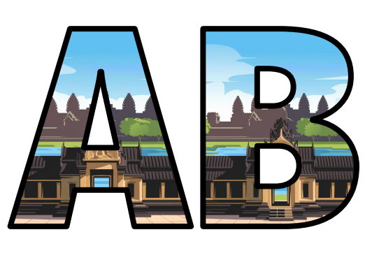 Angkor Wat (Cambodia) 2 Lettering Set Display Title Letters Numbers ...