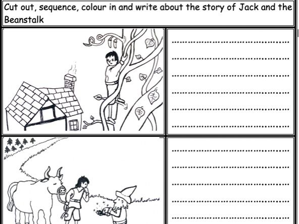 Jack and the Beanstalk: Cut, Sequence, Colour and write about the story ...