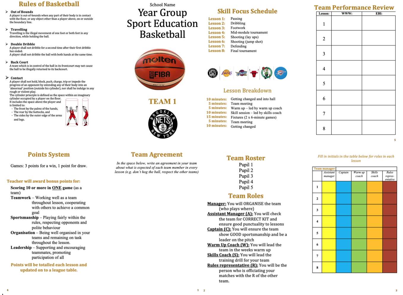 Basketball Sport Education Booklets | Teaching Resources