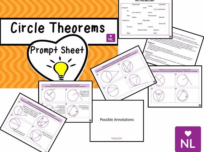 Circle Theorems Prompt Sheet | Teaching Resources