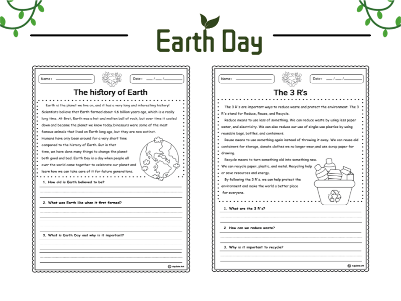 Earth Day Reading Comprehension Passages : For K-2 and Young Learners ...