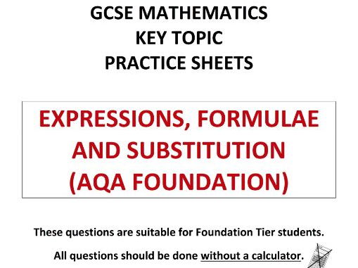 Gcse 9 1 Maths Exam Style Questions On Expressions Formulae And