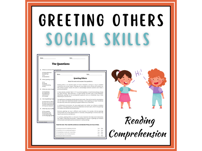 Social Skills: Reading Comprehension Passages & Questions Worksheets ...