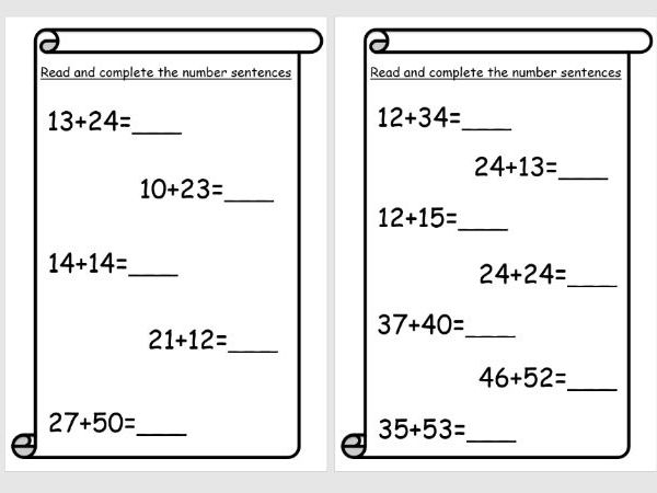2 Digit Addition Worksheet Not Crossing 10 Teaching Resources