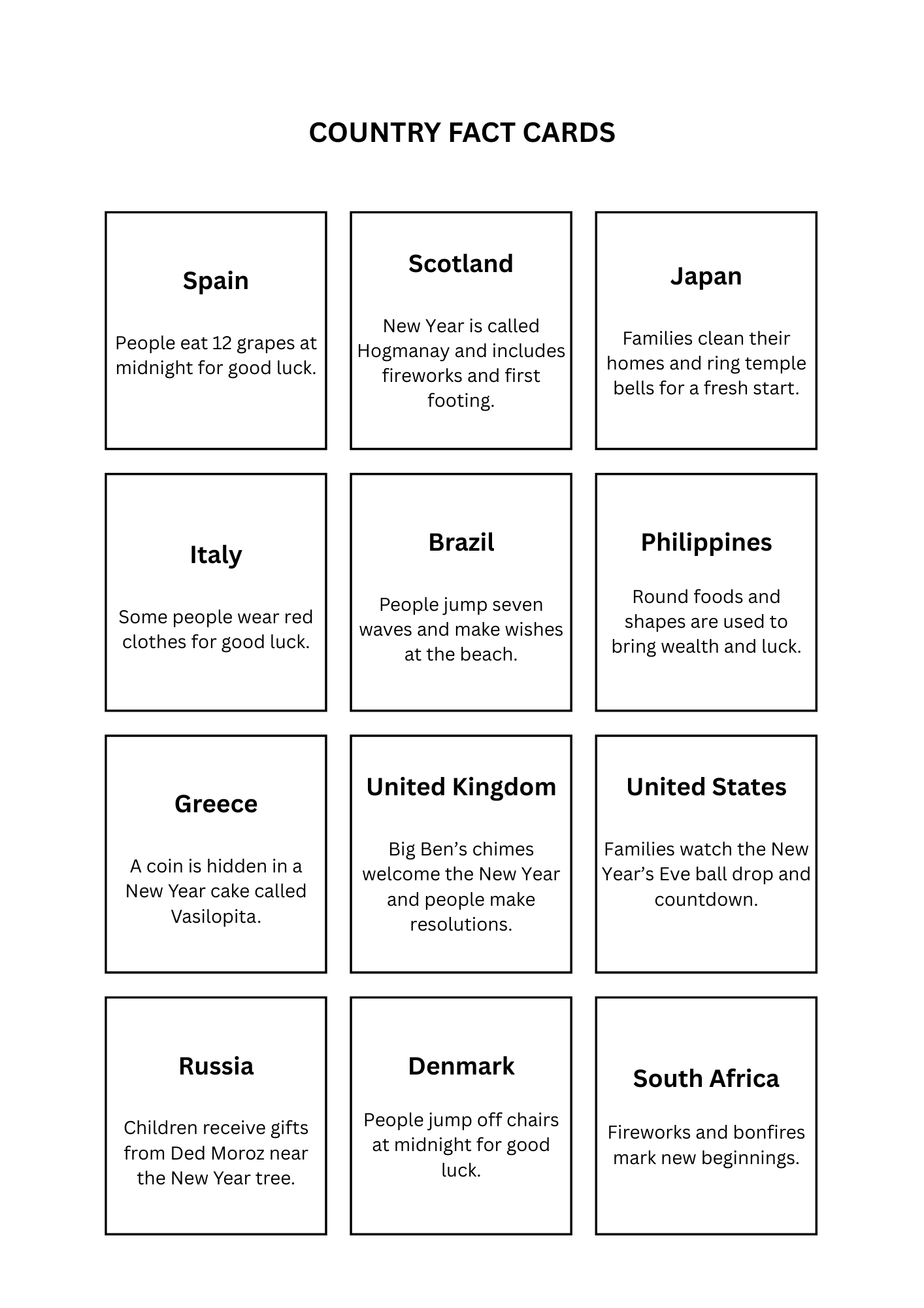 New Year Around the World Activities – No Prep Lesson Pack (Ages 5–11 ...