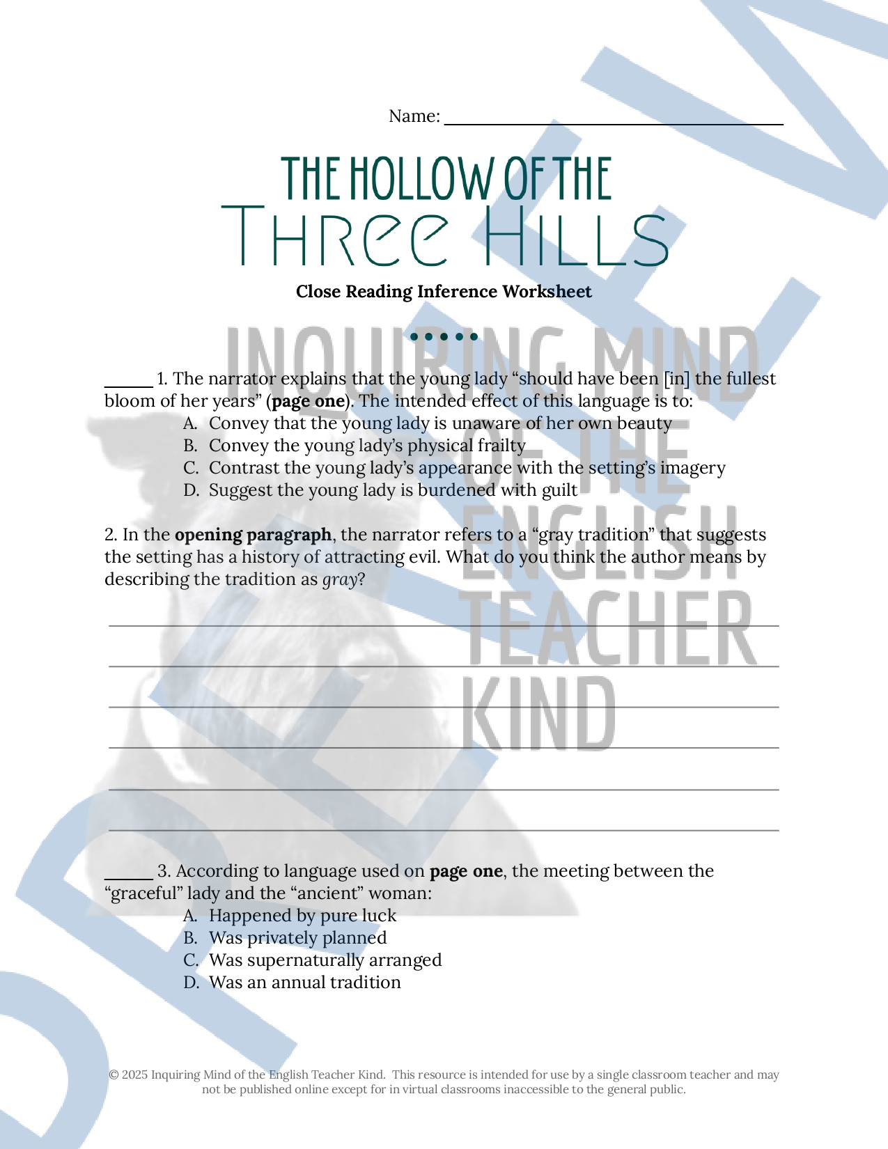 "The Hollow of the Three Hills" by Nathaniel Hawthorne Close Reading ...