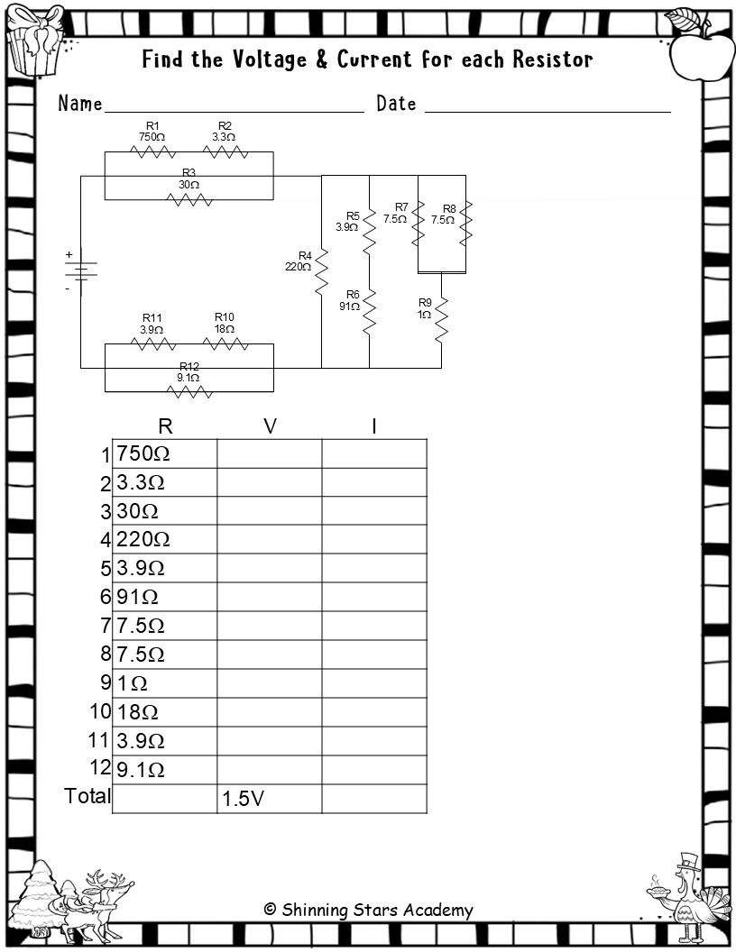Ohm’s Law – 12 Resistors (Series / Parallel) (Find Voltage (V) and ...