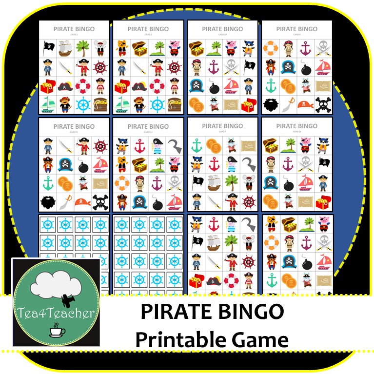 Pirate Bingo - Cute Pirate Themed Bingo Game for Preschool & K-2 kids ...