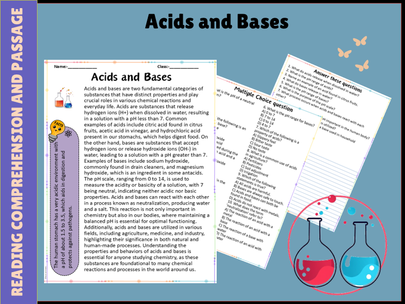 Acids and Bases | Reading Comprehension Passage and Questions ...