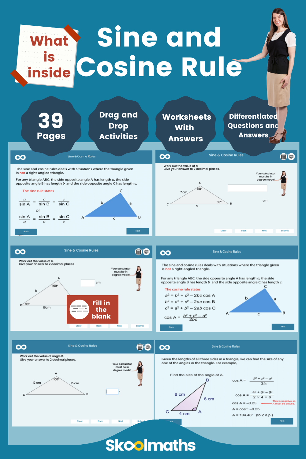 Sine And Cosine Rules GCSE Exam Revisions And Digital Maths Lesson