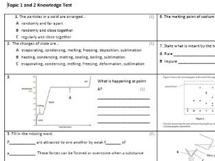 Edexcel CC3 Chemistry Knowledge Assessment | Teaching Resources