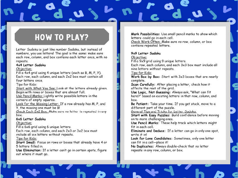 English Alphabet Sudoku Puzzles | Teaching Resources