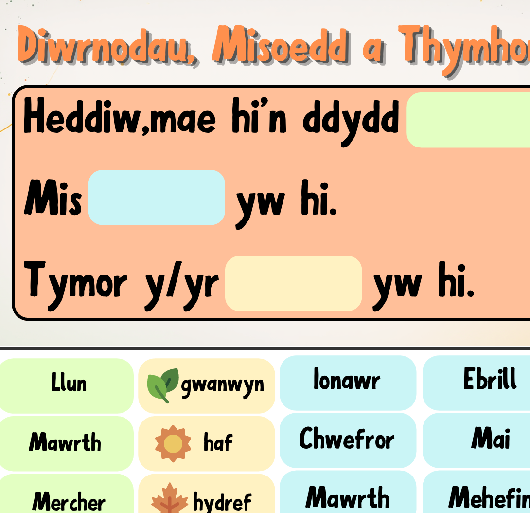 Diwrnodau, Misoedd a Thymhorau /Days,Months and Seasons | Teaching ...