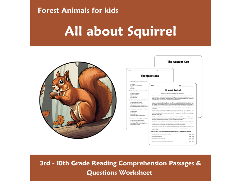 All About Squirrels - Reading Comprehension Passages & Questions ...