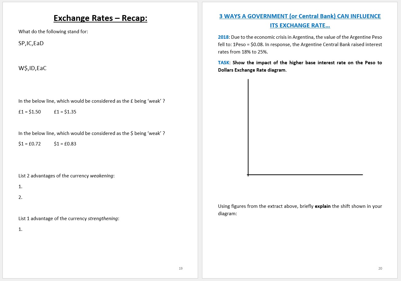 Exchange Rates Booklet (AQA Economics A-Level), Fixed vs Free Floating ...