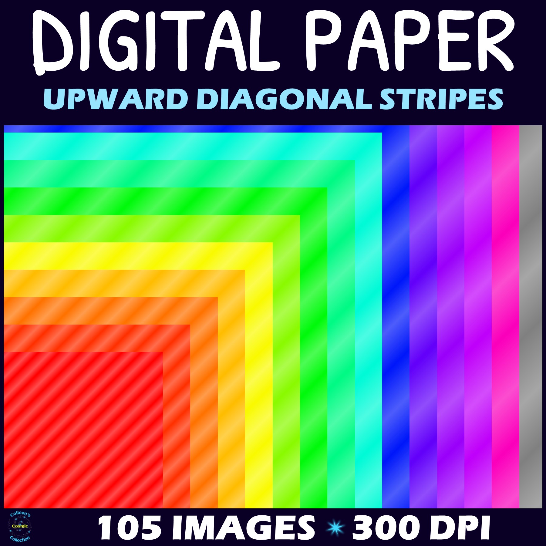 Blended Upward Diagonal Stripes Digital Paper | Teaching Resources