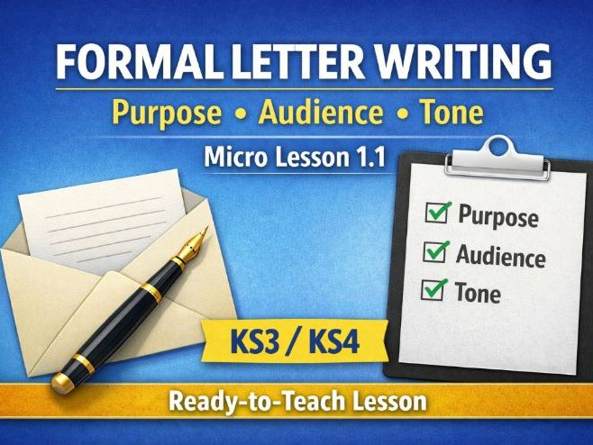 Formal Letter Writing – Purpose, Audience & Tone (1.1) | Teaching Resources