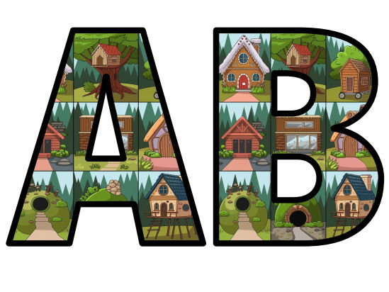 Houses and Homes Lettering Set Display Title Letters Numbers Signs ...