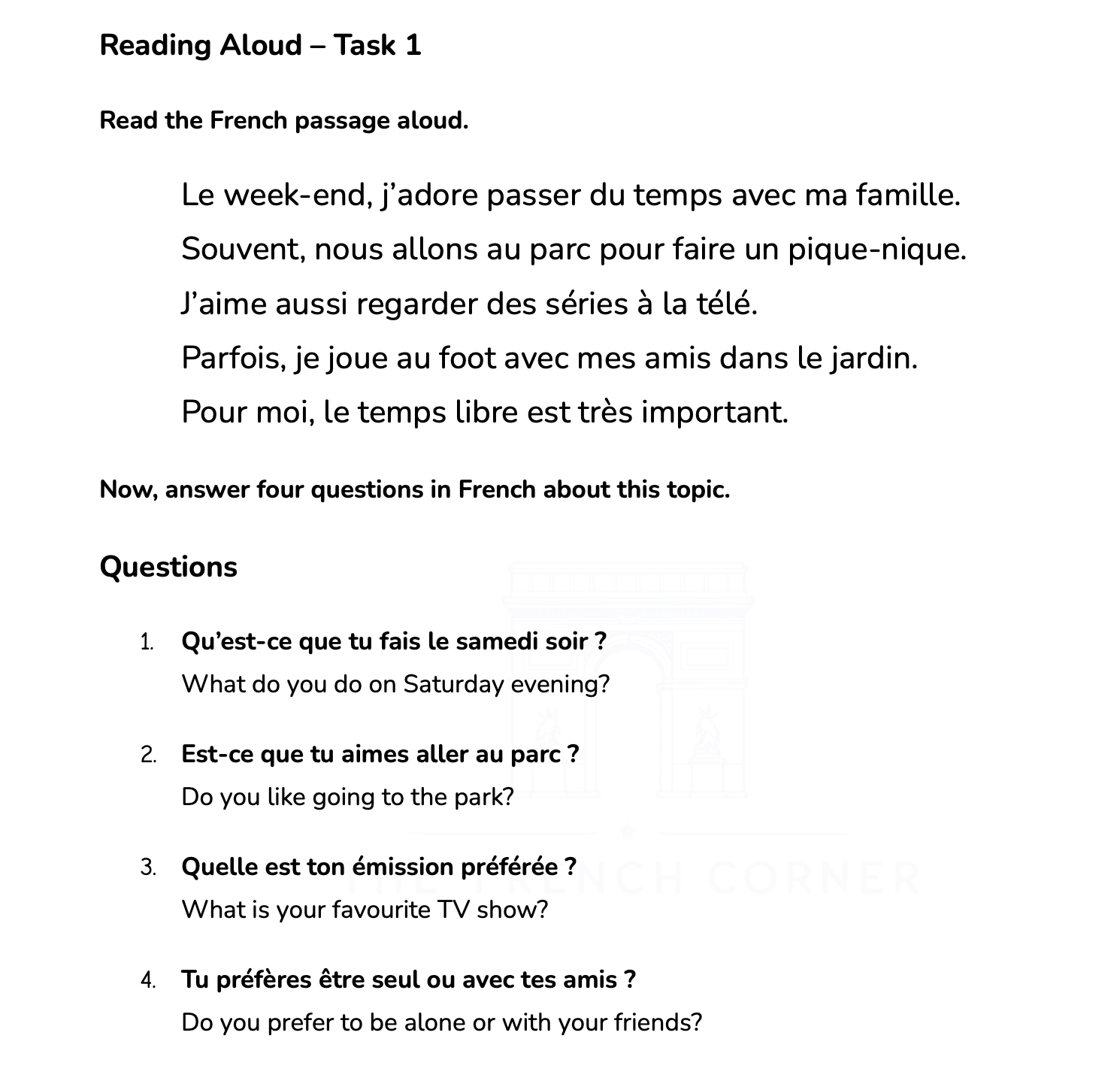 FREE 2026 GCSE French Speaking Exam Practice – Foundation Tier Reading ...