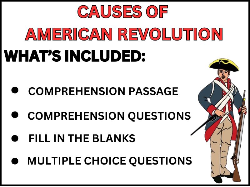 Causes of American Revolution Reading Comprehension Passage & Questions ...