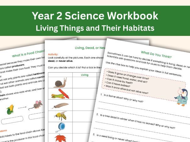 Year 2 Science Workbook: Living Things and Their Habitats | Printable ...