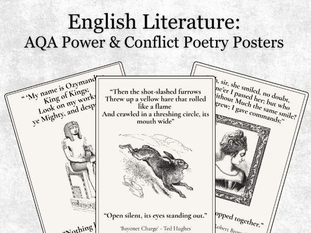 AQA Power and Conflict Poetry Key Quotations Posters - GCSE English ...