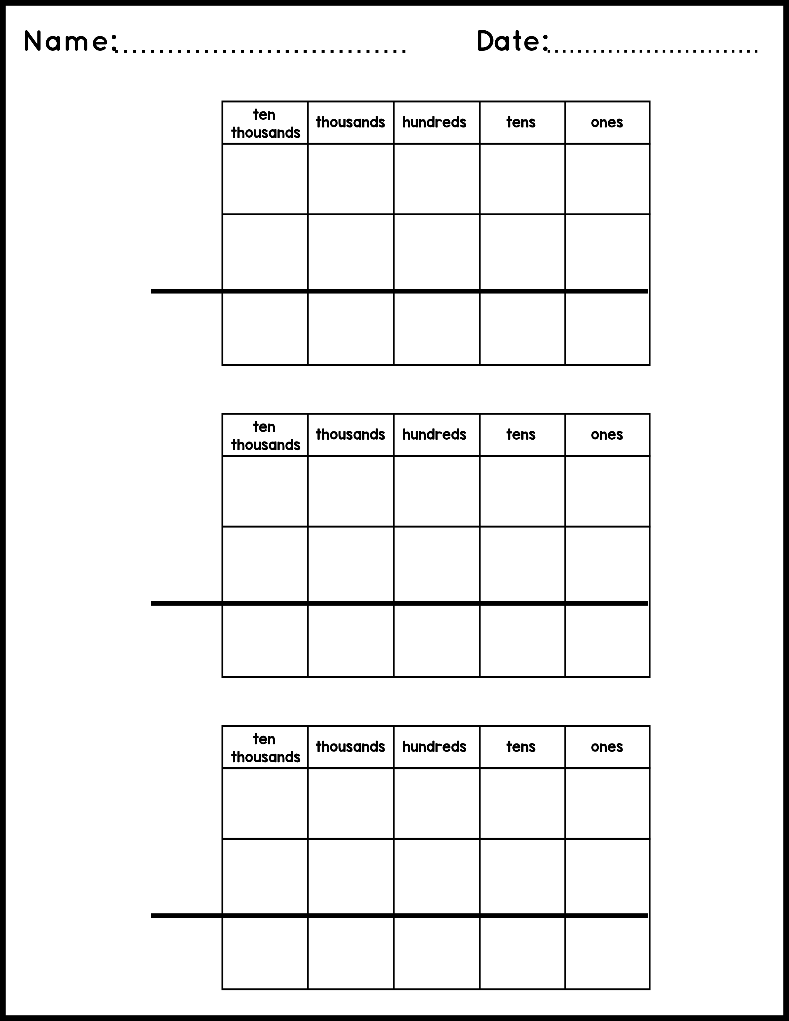 Multi-Digit Regrouping Templates for 2-7 Digit Addition & Subtraction ...