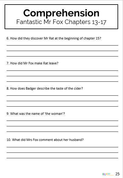 Fantastic Mr Fox – ESL/EAL Fiction Literature Unit (GE 4.0–4.5 ...