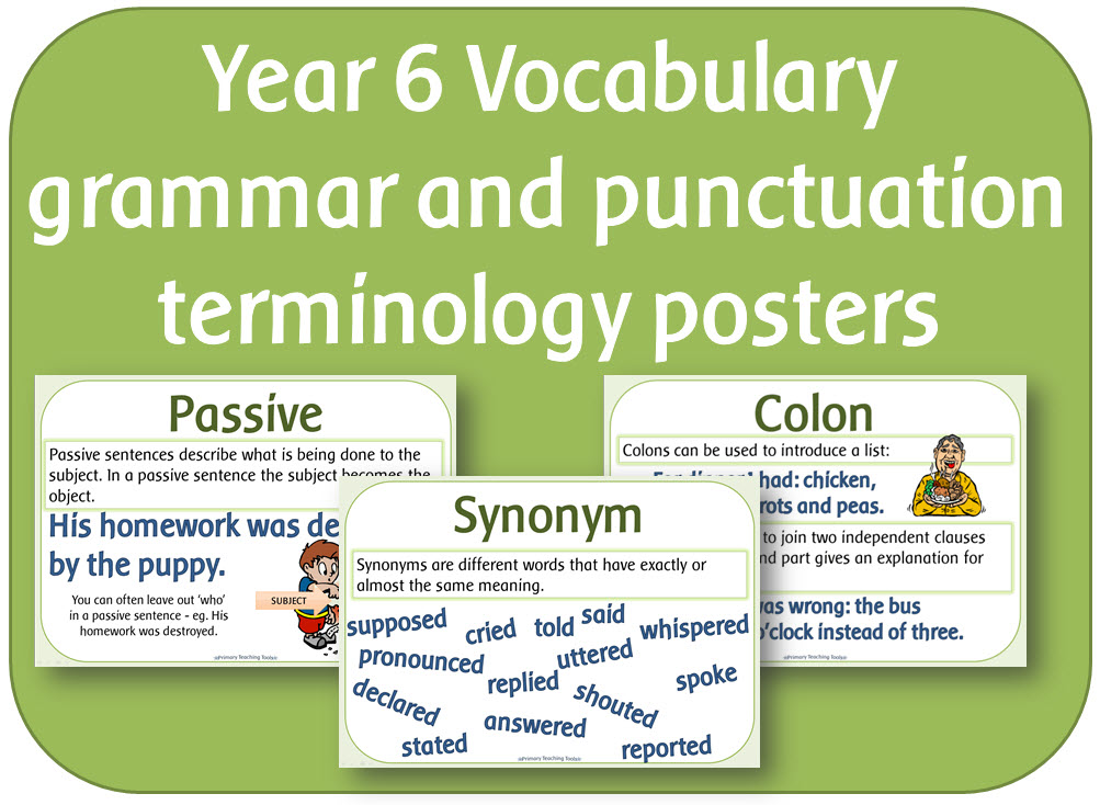 Year 6 Vocabulary Grammar And Punctuation Terminology Posters By 